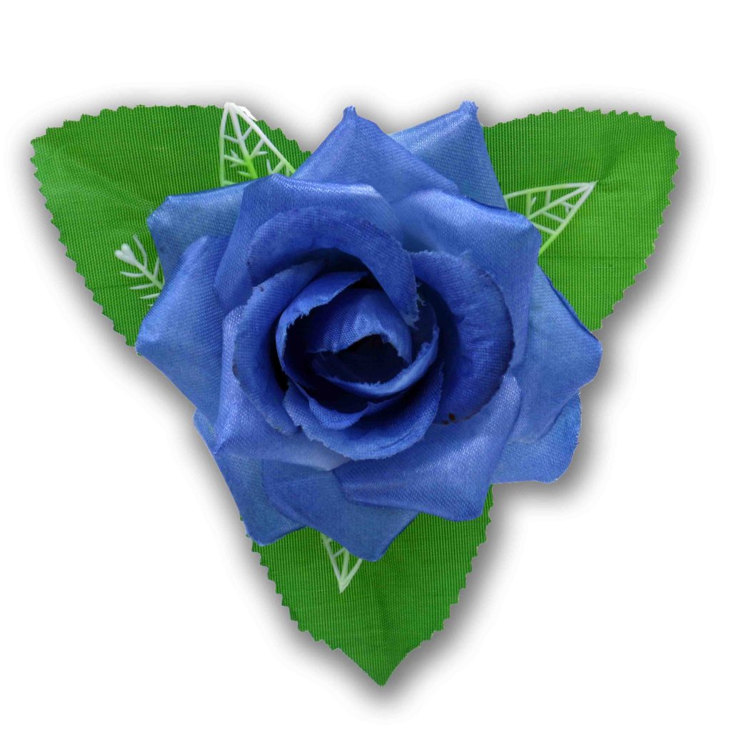 Trandafir din satin cod F414 azur, 14cm – Totul pentru funerare